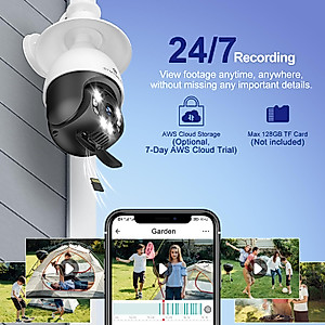 SYMYNELEC Light Bulb Security Camera Outdoor Waterproof 2.5K, 2.4GHz Wireless WiFi Light Socket Cam with AI Human Motion Detection Tracking 4MP Color Night Vision Siren Alarm Works with Alexa Google