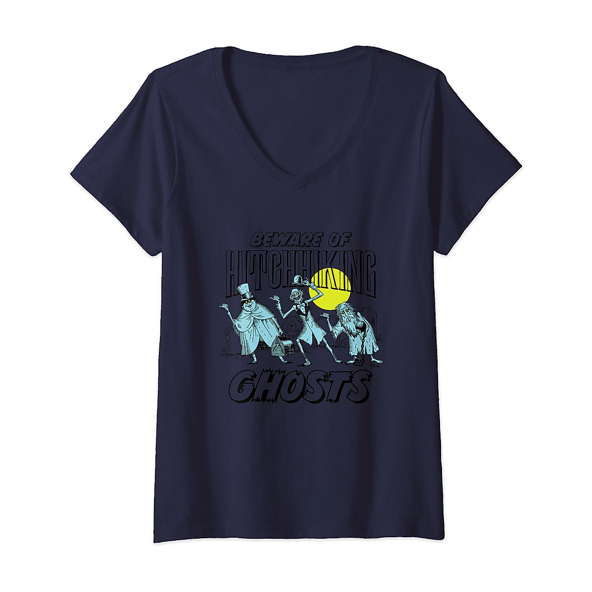 Womens Haunted Mansion - HItchhiking Ghost V-Neck T-Shirt