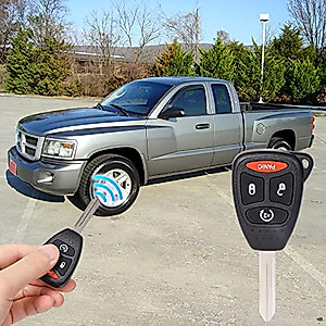 Flip Key Fob Blade Replacement Fit for Dodge Ram Dakota Charger Durango Magnum Jeep Grand Cherokee Commander Chrysler Aspen 300 2005 2006 2007 2008 2009, #KOBDT04A OHT692714AA, 4 Button Set 1