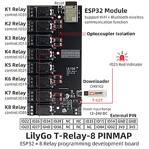 LILYGO TTGO T-Relay 5V 8 Channel Relay Module ESP32 Wireless Module DC Development Board WiFi BLE Remote Switch Control