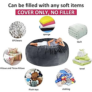 GQZGGXX Bean Bag Chair Cover, Durable Comfortable Chair PV Fur Bean Bag Sofas Faux Fur Sofa Living Room Sofa Bed Large Bean Bag Chairs for Adults (No Filler,Cover only) 6ft Light Grey