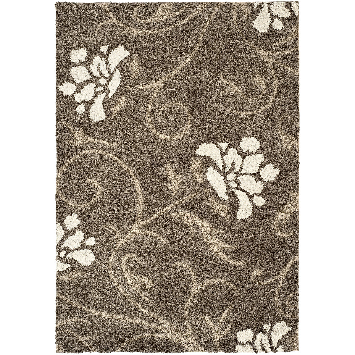 SAFAVIEH Florida Shag Collection Accent Rug - 3'3" x 5'3", Smoke & Beige, Non-Shedding & Easy Care, 1.2-inch Thick Ideal for High Traffic Areas in Foyer, Living Room, Bedroom (SG464-7913)