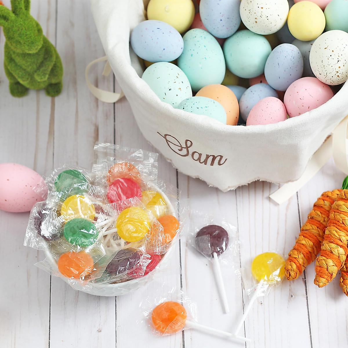 Classic Lollipops - 3 Pounds - Easter Lollipops - Individually Wrapped - Flat Round Bulk Suckers For Kids, Doctors Office, Schools, Banks