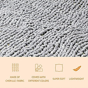 Chunky Knit Blanket, Hand Woven Chenille Blanket, Soft - Comfortable Chunky Knit Blanket Throw, Cable Knit Throw Blanket for Sofa, Bed, Chair, Machine Washable Big Blanket, (40*80inches)