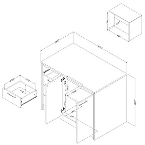 South Shore Myro Kitchen Island, Faux White Marble and White