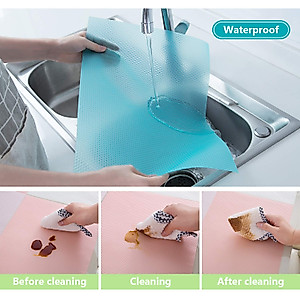 Wanapure 12 Pack Refrigerator Mats, Washable Refrigerator Liners,Fridge Pad, Easy to Clean Shelf Liner, Cuttable Kitchen Cabinet Shelves Mat, Non Adhesive Drawer Table Placemats (Colorful)