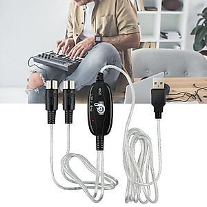 WskLinft Converter Cable High Performance Professional USB in-Out MIDI Interface Cable Converter to PC Music Keyboard Adapter Cord for Desktop