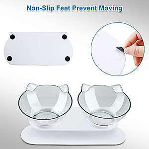 Double Cat Bowl with Raised Stand Pet Food Bowl Perfect for Cats and Small Dogs