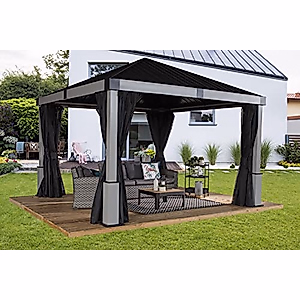 Sojag Outdoor 12' x 12' Lena Hardtop Gazebo Heavy Duty Aluminum Outdoor Sun Shelter, Anthracite