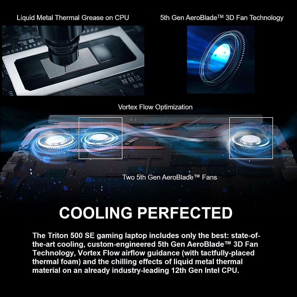 acer Predator Triton 500 SE Gaming Creator Laptop,16" WQXGA 240Hz G-SYNC, Intel i7-12700H, GeForce RTX 3070Ti, 16GB LPDDR5, 1TB Gen 4x4 SSD, Killer Wi-Fi 6E, Fingerprint Reader, Backlit Keyboard, MP