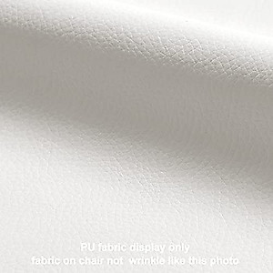 Duhome Modern Home Office Chair，Cute White Desk Chair with Gold Base, PU Leather Task Chair Computer Chair Rolling Chair with Wheels, Armless Vanity Chair for Teens