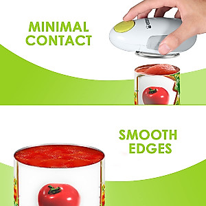 Electric Can Opener, Automatic Can Openers Electric Smooth Edge, Portable Safe and Easy to Operate Can Opener Electric for Seniors White