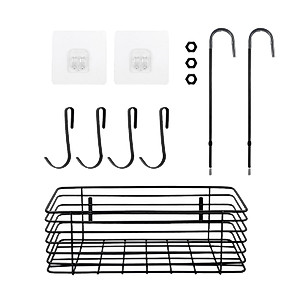 Pastlla Hanging Shower Rack, 304 Stainless Steel Bathroom Rack Storage Rack Shampoo Bracket, Shower Caddy Hanging, No Drilling, the Back Hook Can be Rotated, Single Layer Shelf, Black