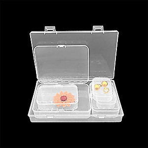 24 Pieces Mixed Sizes Rectangular Empty Mini Clear Plastic Organizer Storage Box Containers with Hinged Lids for Small Items and Other Craft Projects