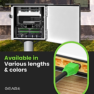 GearIT RJ45 Cat-6 Ethernet Patch Cable, 10Gpbs Transfer Speed, Gold-Plated Connectors, Copper Clad, Outdoor, UV Resistant, Direct Burial, Waterproof, Durable, 150 Foot (45.7 Meters), Black