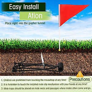 Qualirey 32 Pcs Mole Traps with Red Stick Flags Galvanized Vole Trap Mole Killer Easy to Set Reusable Weather Resistant Outdoor Gopher Trap for Lawn Yard Garden Farm (Black)