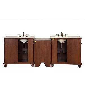 Silkroad Exclusive HYP-0213-CM-UIC-90 Double Sink Bathroom Vanity with English Chestnut Finish Bath Cabinet, 90.25", Medium Wood