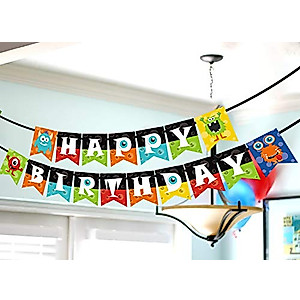 Kreatwow Monster Happy Birthday Banner Monster Bash Party Supplies