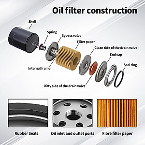 12-050-01-S 49065-7007 Oil Filter with Fuel Filter Lawn Mower 49065-0721 Compatiable with Kawasaki FR691V FS691V AM125424 LG 492932S 49065-7002 12 050 01 1205001 Lawn Mower Oil Filter (2 SET)