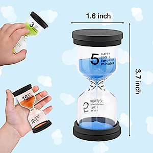 Sand Timer, Hourglass Sand Timers Colorful 1/3/5/10/15/30 Minutes Sandglass Timer with Protective Cover for Classroom Home Office Cooking (Pack of 6)