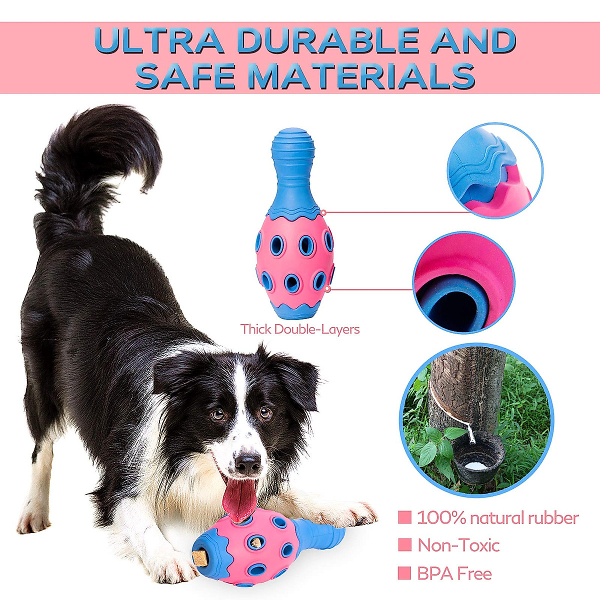 Tough Dog Chew Toys for Aggressive Chewers Large Breed Small Breed, Treat Dispensing Dog Puzzle Toy, Interactive Dog Squeak Toy Anxiety Relief Teething Toy