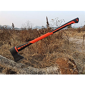 Chopping Axe, Hand Axe, Camp Hatchet for Splitting Kindling and Chopping Branches, Wood Chopping Axe 5.5 lb with 36-in Fiberglass Handle