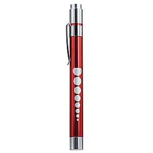 Gonwan Pen Light Led Penlight Lighting Mini Size Bright Dazzling Effect Anodized Reusable Portable Bright Clear Light Medical Pen Light for Nurses Doctors, Red, 13.5cm(L)x1.2cm(Dia)( approx)