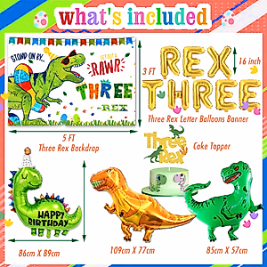 Three Rex Birthday Party Decorations Boy, Dinosaur 3rd Birthday Party ...