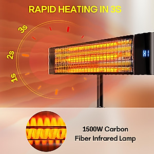 Paraheeter Electric Outdoor Heater, Infrared Patio Heater for Outdoor/Indoor Use, Wall Mounted/Ceiling/Tripod Infrared Heater Outdoor, 1500W Electric Patio Heater, CSA certificate.