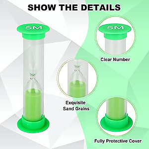 WOPPLXY 6 Pcs Sand Timer, Plastic Sand Clock Timer, Colorful Plastic Hourglass Timer 30sec / 1min / 2mins / 3mins / 5mins / 10mins for Brushing Children's Teeth, Cooking, Game, School, Office