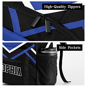 Personalized Cheer Blue Cheerleader Custom Backpack Waterproof Multifunctional Daypack with Name Gift