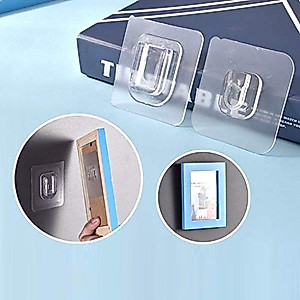 Double-Sided Adhesive Wall Hooks- Wall-Sticking Hooks Without Punching and Nails, Waterproof and Oil-Proof, Heavy-Duty Self-Adhesive Hooks for Bathroom and Kitchen, 12 per Bag