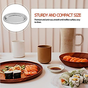 FRCOLOR Stainless Steel Oval Platter 26CM Fish Plate Appetizer Dish Snack Plate Kids Carvery Plate Serving Tray for Steaming Fish Dessert Meat Sushi Silver