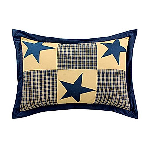 Better Trends Star Collection in Printed Americana Design 100% Cotton, Full/Double Bedspread Set, Blue Gold