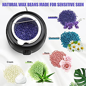 Waxing Kit - TIKESI Wax Warmer for Hair Removal, Hard Wax Kit with 14.1oz 5 Bags Hard Wax Beans for Full Body, Legs, Face, Eyebrows, Bikini, Brazilian Waxing Kit for Women Men