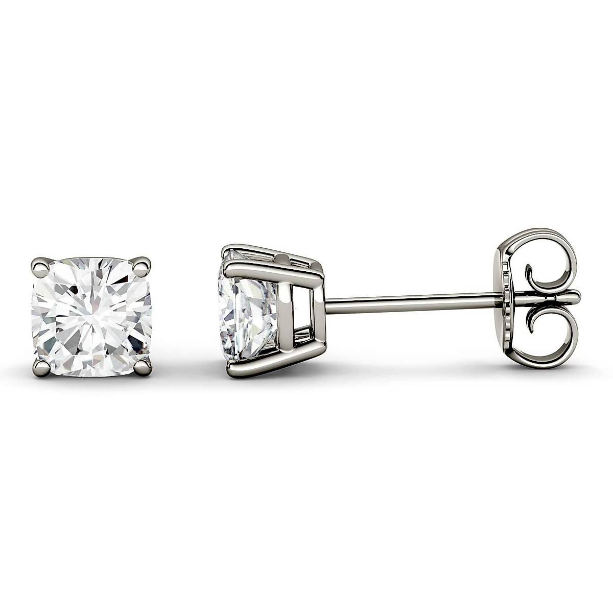 Forever One 4.5mm Cushion Moissanite Stud Earrings 1.00cttw DEW (G-H-I) by Charles & Colvard