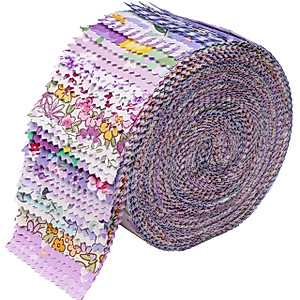 Nodsaw 40 Strip Jelly Roll Fabric 2.5" x 44" | Cotton Strips Bundles - Jelly Rolls for Quilting Assortment Fabrics Quilters & Sewing - Precuts Cloth Quilts Strips - Purple Garden