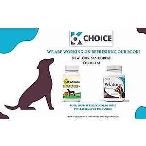 K9 Choice 3 mg Melatonin - Adrenal Support and Sleep Support for Dogs - 120 Peanut Butter Flavored Melatonin Tablets Dogs Love!