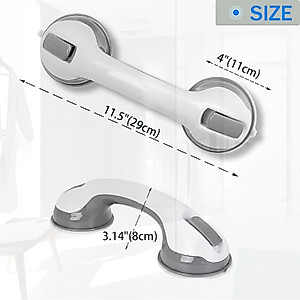 Shower Handle 12 inch, Grab Bars for Bathtubs and Showers (2 Pack), with Strong Hold Suction Cup Handle, Bathroom Grab Bar for Seniors, Safety Bars for Shower Bench
