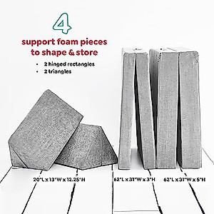 Yourigami Kids and Toddler Play Couch, Convertible Folding Sofa, Durable Foam Modular Design, Mountain Gray