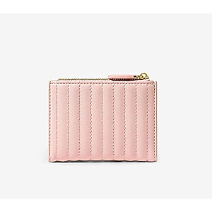kuifang Girls Cute flowers Print Wallet, Small Tri-folded Aesthetic Wallet, PU Leather Purse Cash Pocket Card Holder ID Window Purse for Women(Pink)