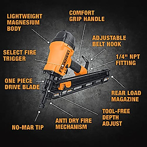 Freeman G2FR3490 2nd Generation Pneumatic 34 Degree 3-1/2" Framing Nailer with Adjustable Metal Belt Hook and 1/4" NPT Air Connector