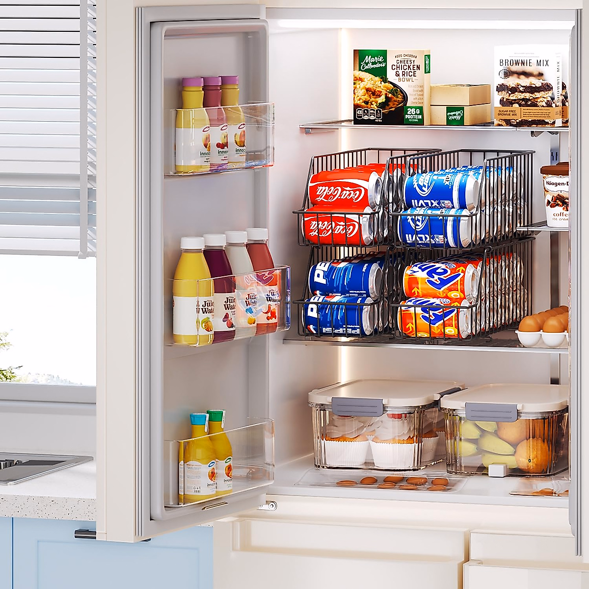 X-cosrack Wall Basket Hanging Basket Storage with 5 S Hooks 3 Label -3Pack, Cabinet Wall Hanging Metal Wire Baskets for Organizing, Extra Large Storage Organization Shelf for Pantry Kitchen Bathroom