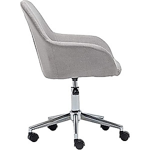 BTEXPERT Arm Mid Back Home Computer, Office Task Wheels, Swivel Height Adjustable, Comfy Soft Desk Chair, (5174), Gray Fabric