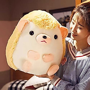 CHDGIOHA Cute Hedgehog Stuffed Animal Plush Body Pillow - Kawaii Yellow Plushie, 13.7'' Chubby Plush Toy Pillow, Super Soft Hedgehog Doll, Birthday Gift for Him & Her(Yellow,Medium)