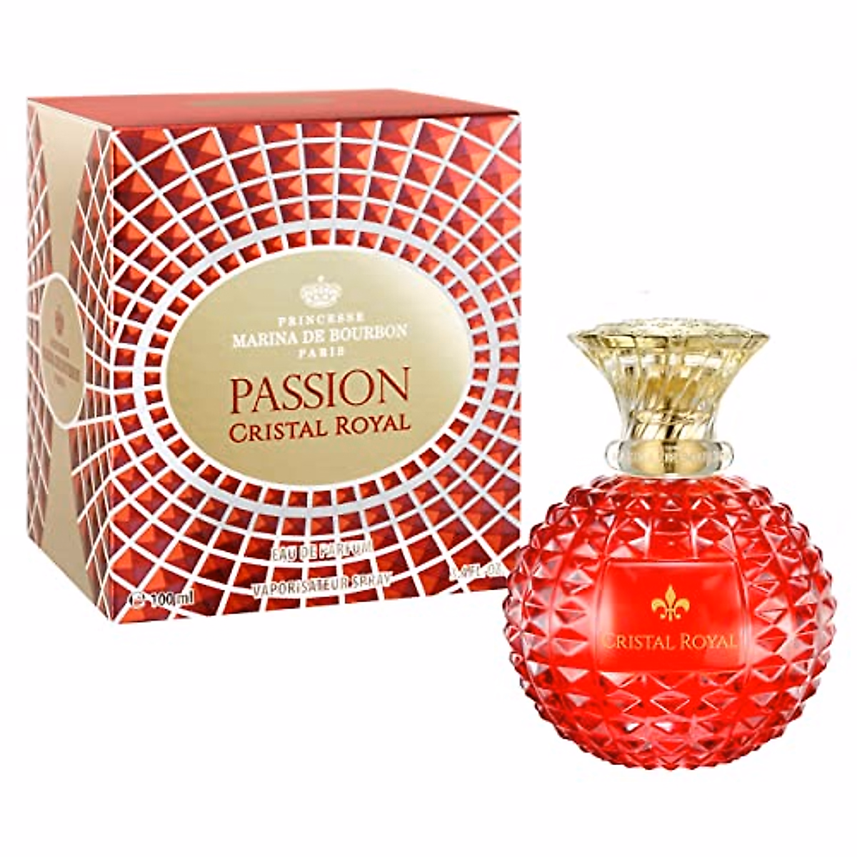Princesse Marina de Bourbon Cristal Royal Passion Eau de Parfum for Women - Opens with Pear, Blackcurrant and Bergamot - Blended with Jasmine and Violet - For Elegant Ladies - 3.4 oz