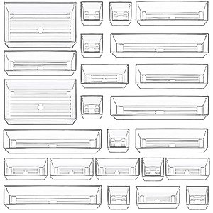 Kutesna 24 PCS Plastic Clear Drawer Organizer,Makeup Organizer Desk Drawer Organizers for Bathroom, Kitchen, Dresser, Closet