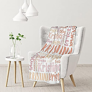 Personalized Blankets with Name Customized Baby Blankets for Girls Boys Adults Monogrammed Blankets and Throws Christmas Birthday Mothers Fathers Valentines Day Gift (Light Orange,30''×40'')