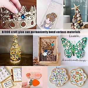 2pcs x 110ML B7000 Rhinestone Glue Clear, Upgrade B7000 Glue Multi-Function Adhesive Jewelry Glue for Jewelry Repair, Metal Stone Crafts, Fabric, Shoes, Wood Glass Bead with Dotting Pens and Tweezers