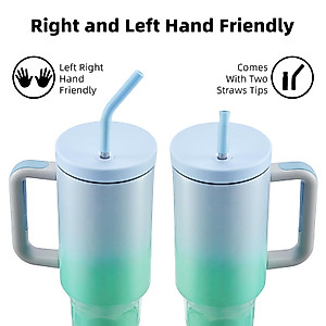 40 oz Tumbler with Handle and Straw Lid, Reusable Leak-Proof Insulated Tumblers, Stainless Steel Coffee Tumbler Cups, Travel Mug for Home Office, Keep Cold 24Hrs, Cup Holder Friendly(Sunset Glow)